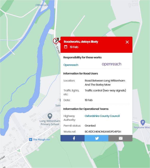 Road to Clifton Hampden Roadworks 19th February | Long Wittenham ...