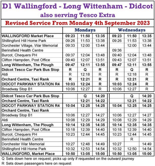 Bus Service Update | Long Wittenham, Oxfordshire